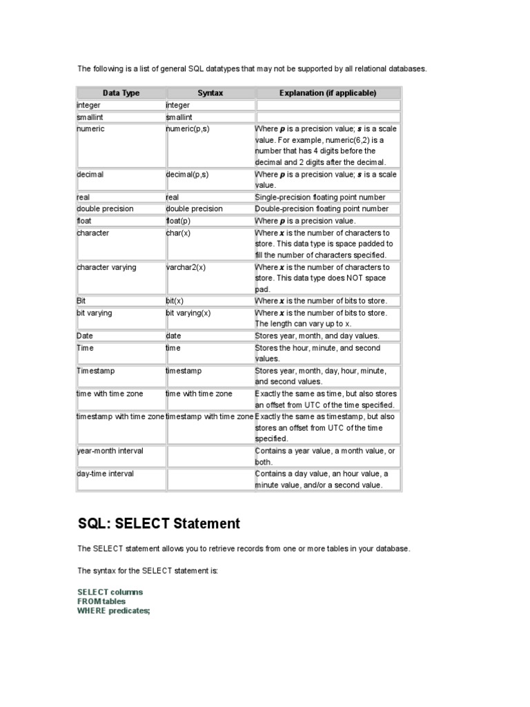SQL Material | PDF | Sql | Table (Database)