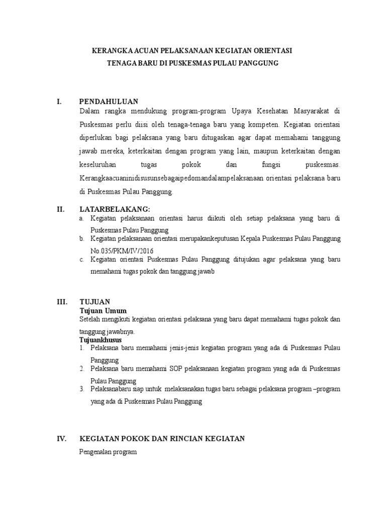 Contoh Kerangka Acuan | PDF