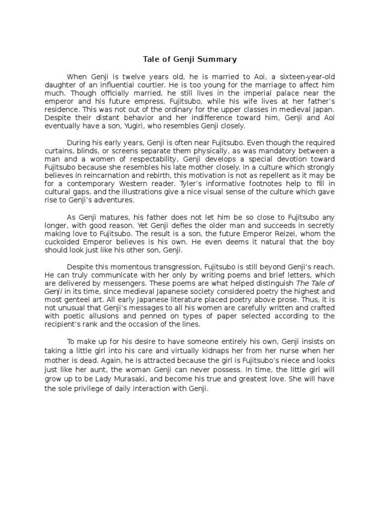 Tale of Genji: Key Plot Summary | PDF | Poetry