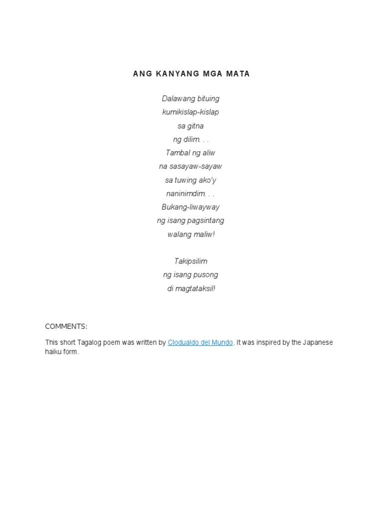 TULA Ang Kanyang Mga Mata