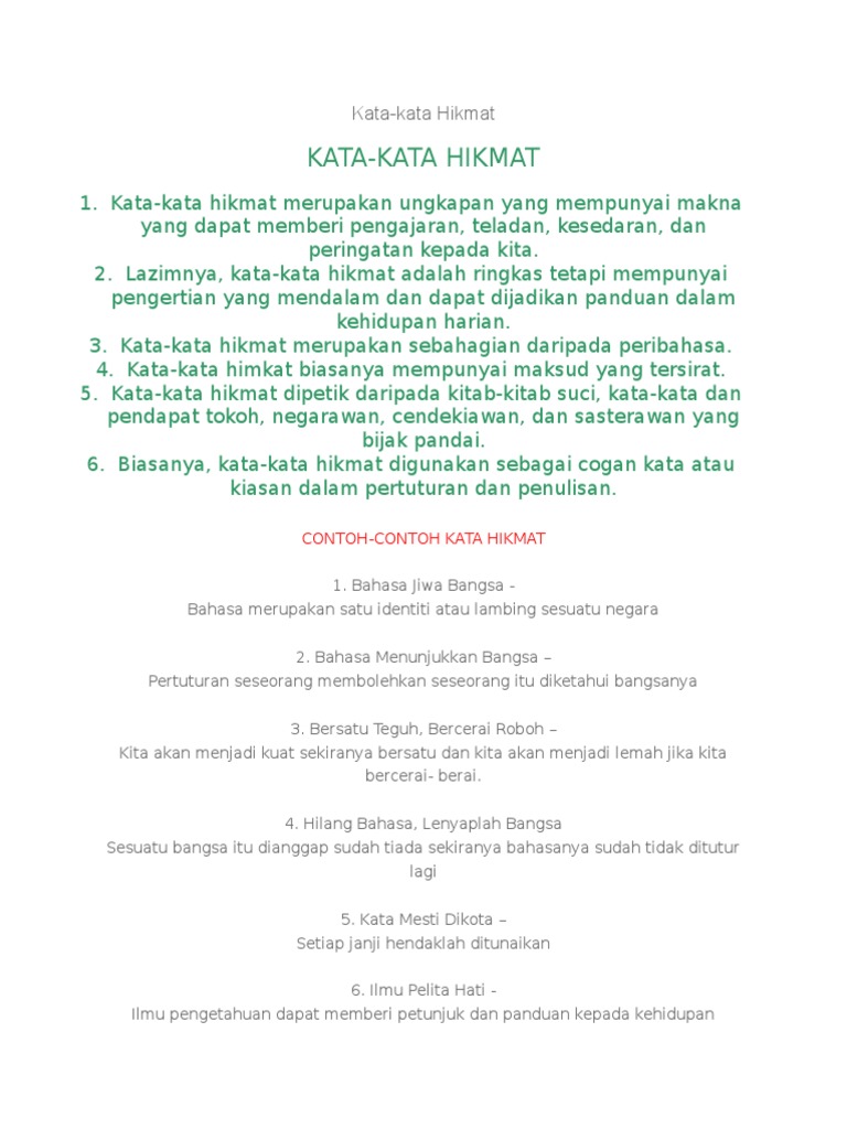 Makna dan Contoh Kata Hikmat | PDF | Agama & Spiritualitas