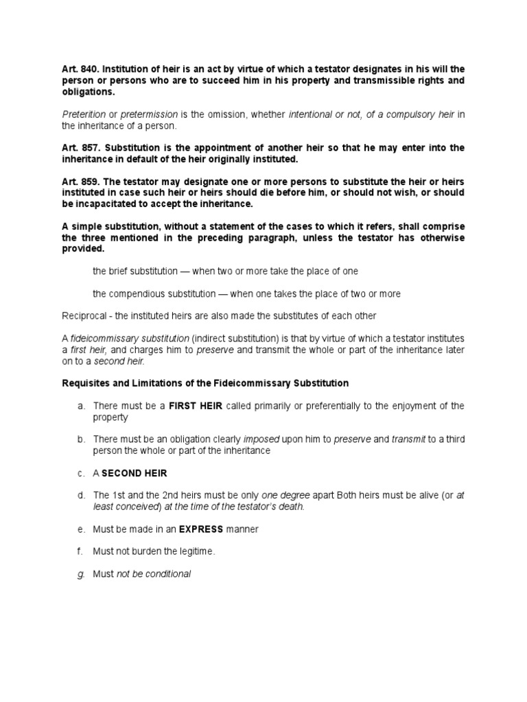 Preterition or Pretermission Is The Omission, Whether Intentional or ...