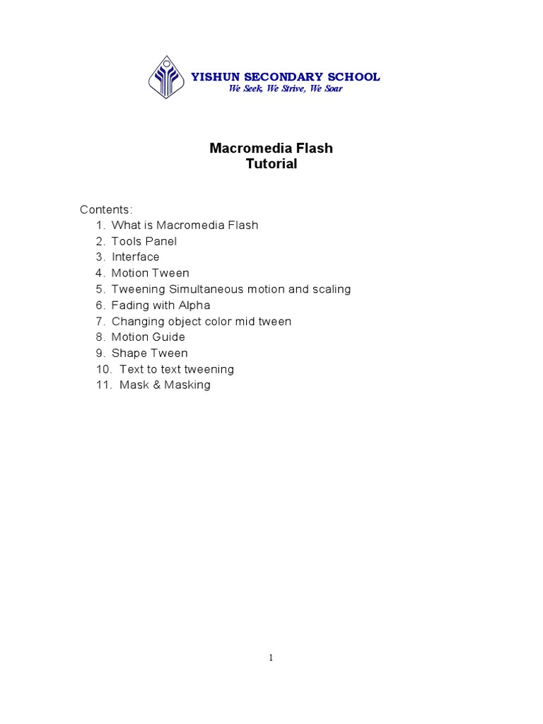 Macromedia Flash Tutorial: Yishun Secondary School | PDF | Adobe Flash | 2 D Computer Graphics