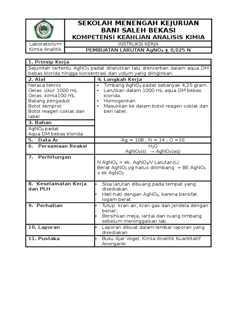 Pembuatan Larutan Perak Nitrat | PDF