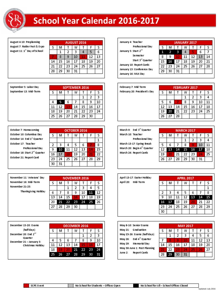 Scps 2016 Calendar 7 15 | PDF