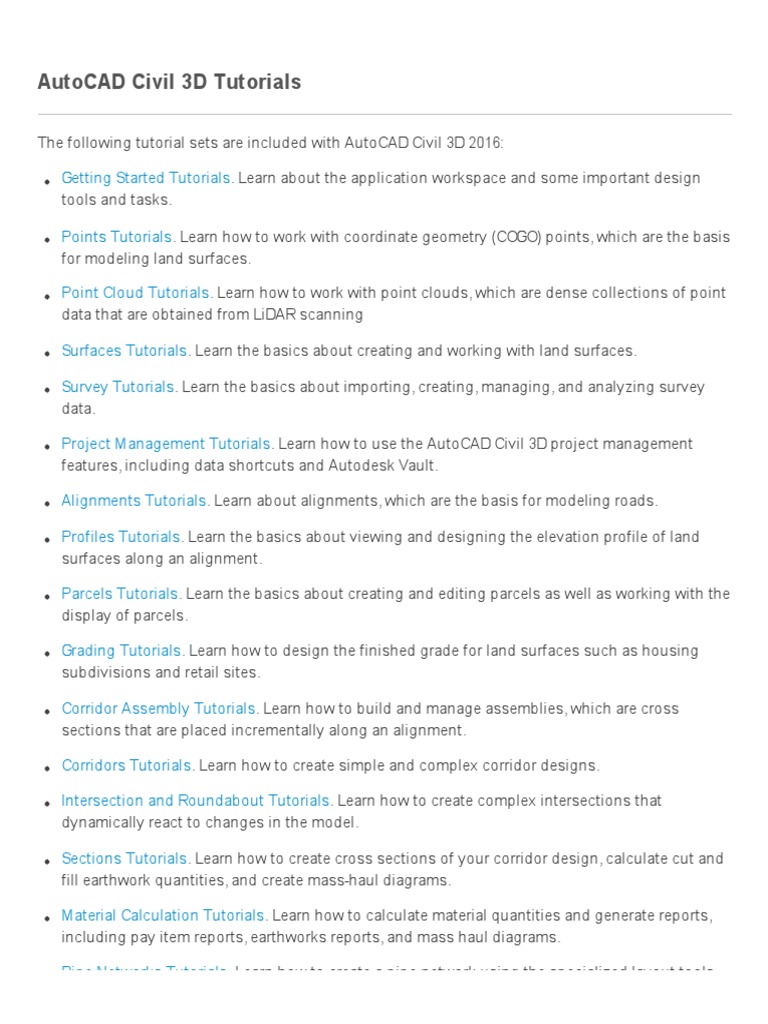 Autocad Civil 3D Tutorials 1 | PDF | Auto Cad | Creative Commons License