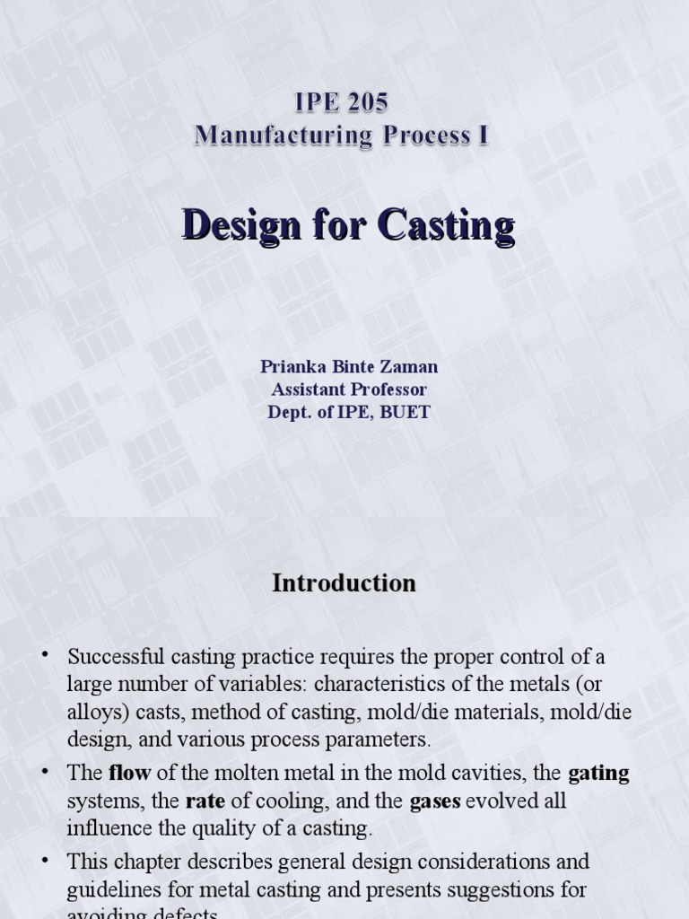 L10-Casting Design | PDF | Casting (Metalworking) | Metalworking