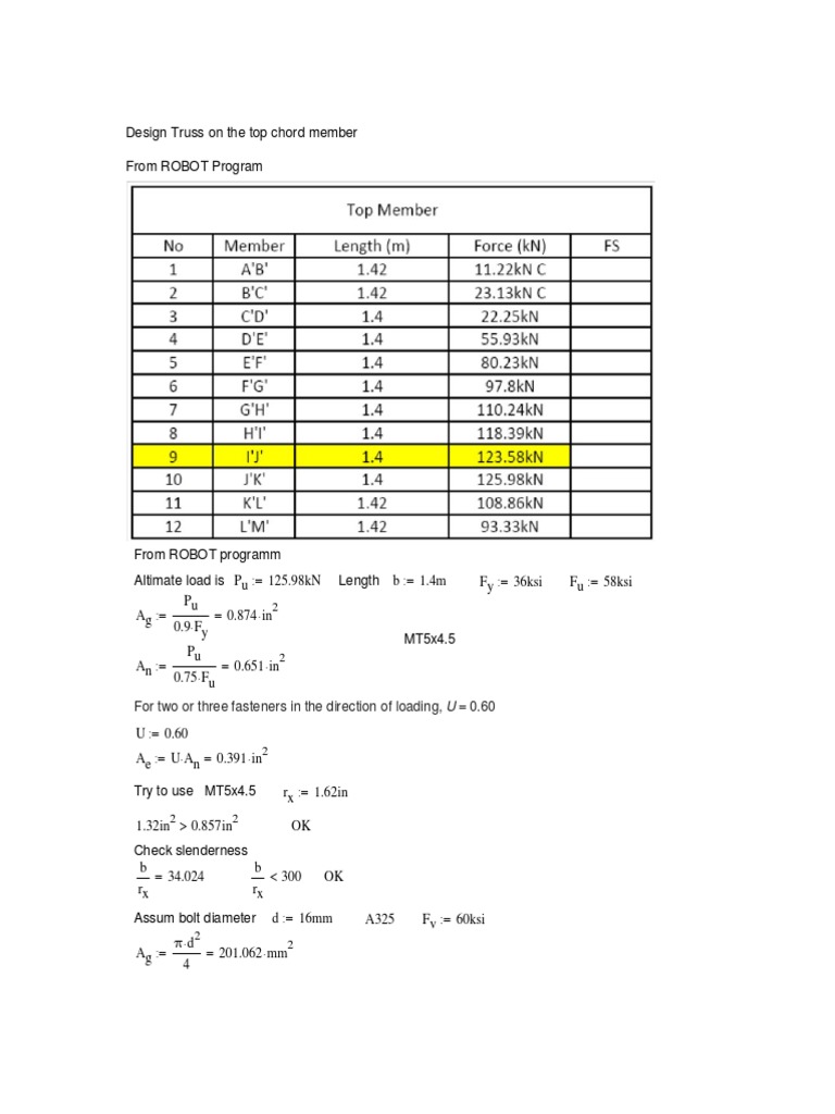 Top Chord Truss Design Example | PDF
