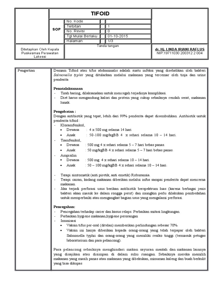 Sop Tifoid (Program Tifoid) | PDF