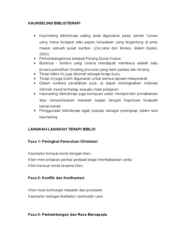 Kaunseling Biblioterapi | PDF