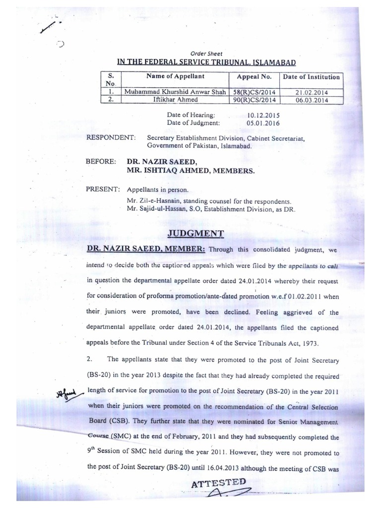 FST Judgement On Proforma Promotion PDF | PDF