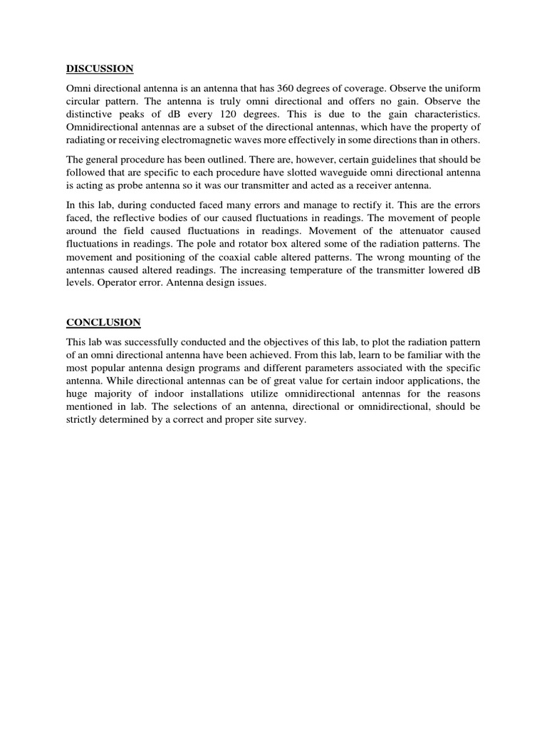 Lab Discussion and Conclusion Report PDF | PDF | Antenna (Radio ...