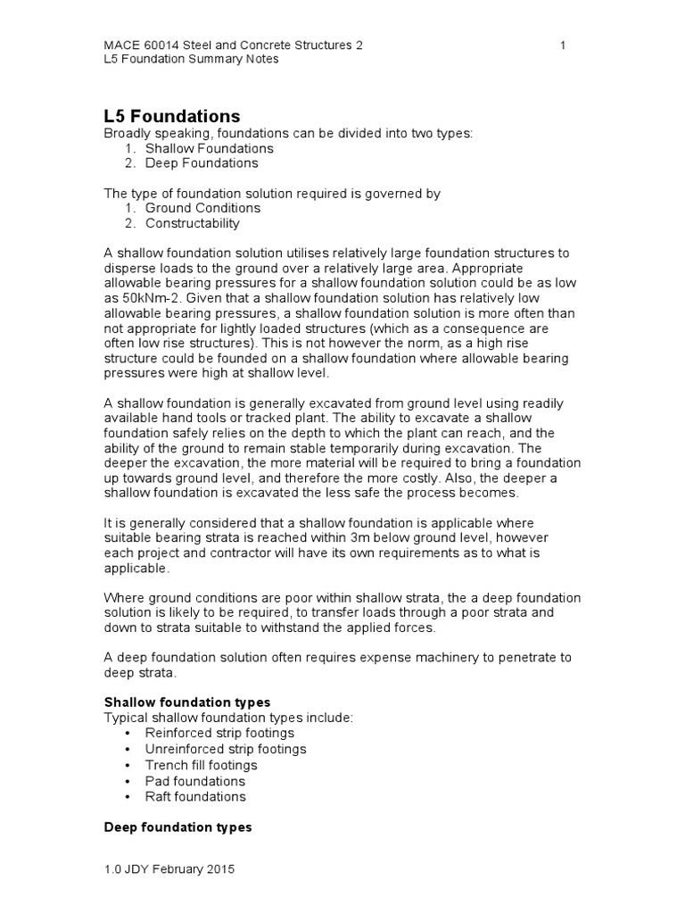 L5 Foundation Summary Notes | PDF | Deep Foundation | Foundation ...