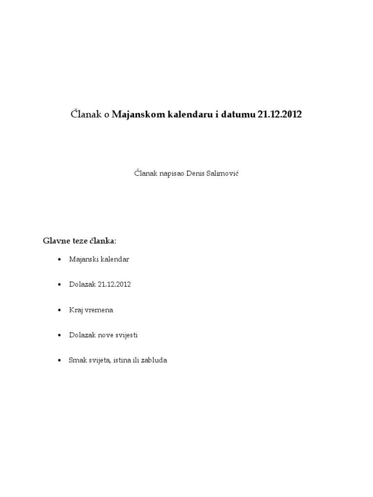 Majanski Kalendar I Datum 21.12.2012 | PDF