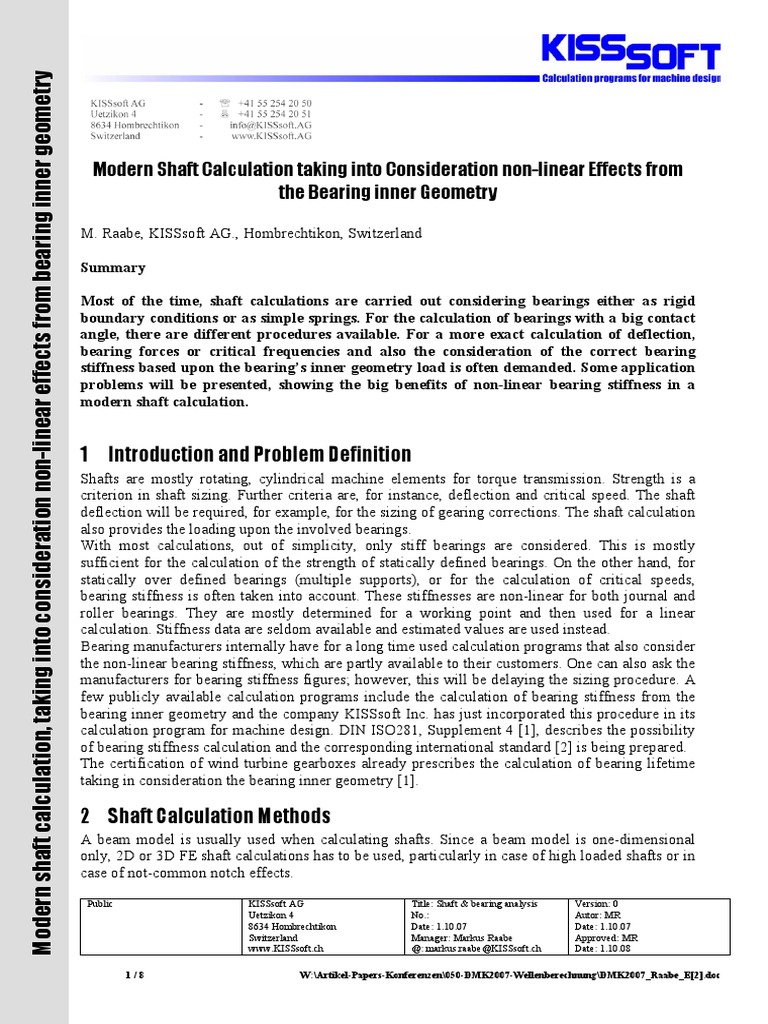 Modern Shaft Calculation | PDF | Bearing (Mechanical) | Strength Of ...