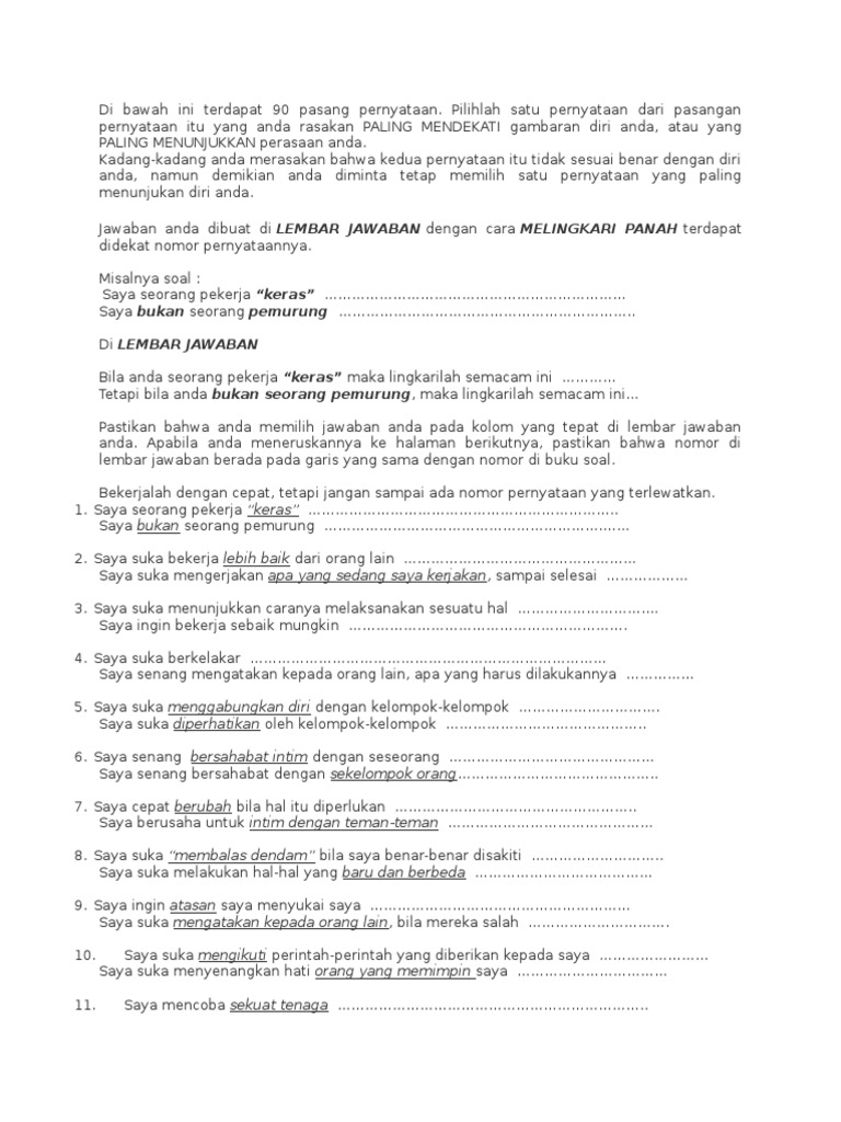 Soal Test PAPI | PDF