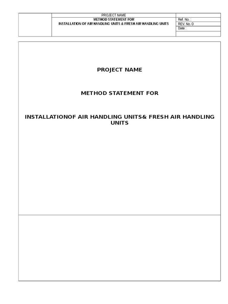 Method Statement For Installation of Ahu Fahu | PDF | Duct (Flow) | Pipe (Fluid Conveyance)