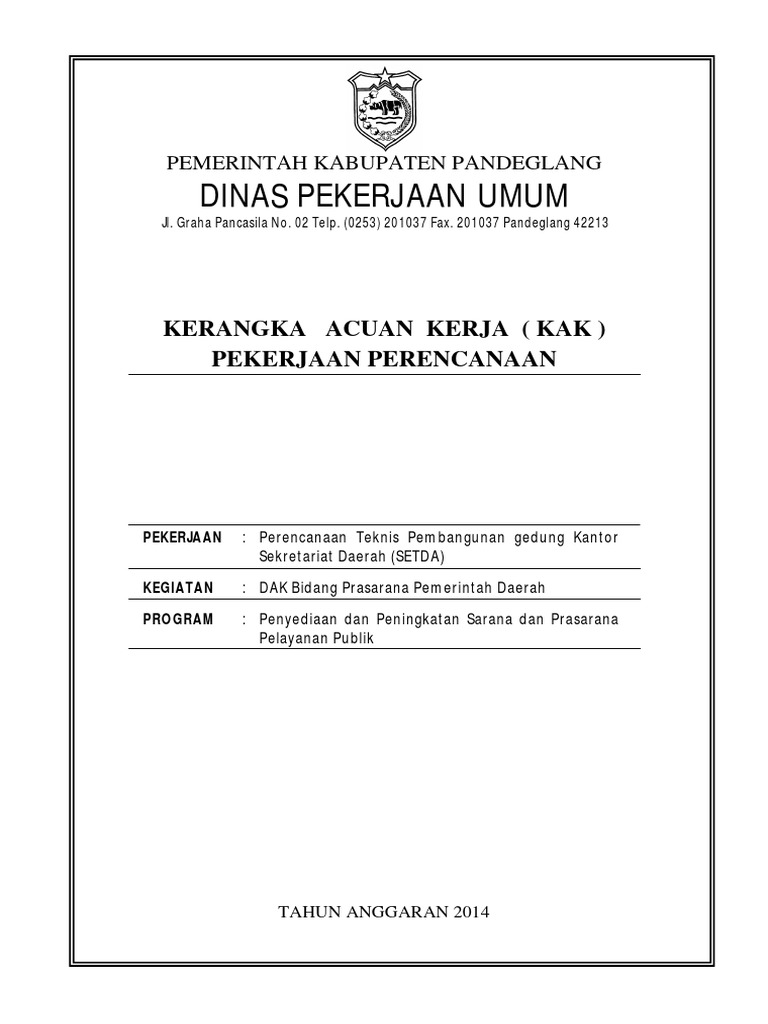 Contoh KAK Perencanaan | PDF