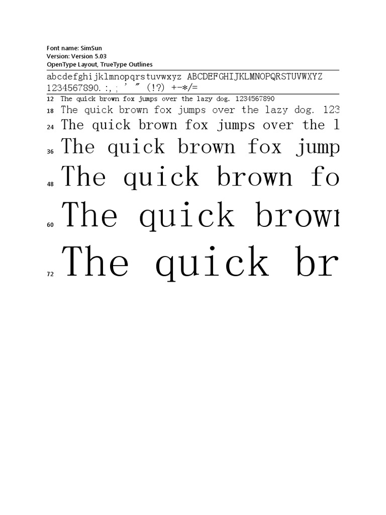 SimSun & NSimSun (TrueType) | PDF