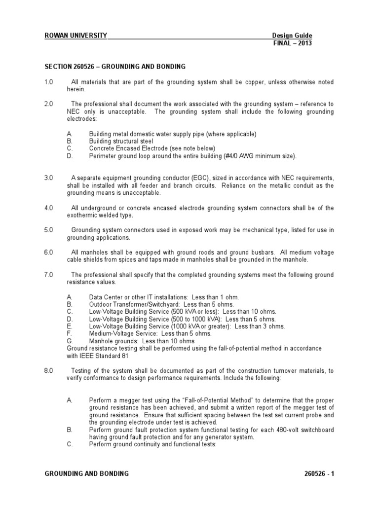 Grounding and Bonding - Electrical Design Guide | PDF | Equipment ...
