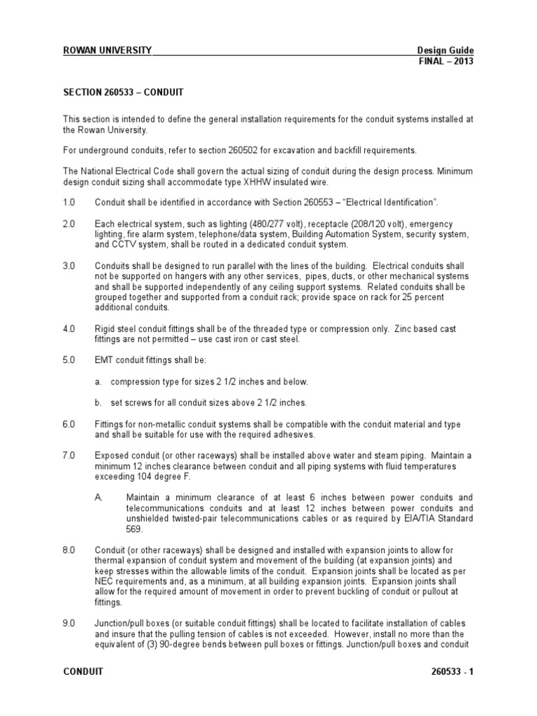Conduit - Electrical Design Guide | PDF | Electrical Wiring | Cable