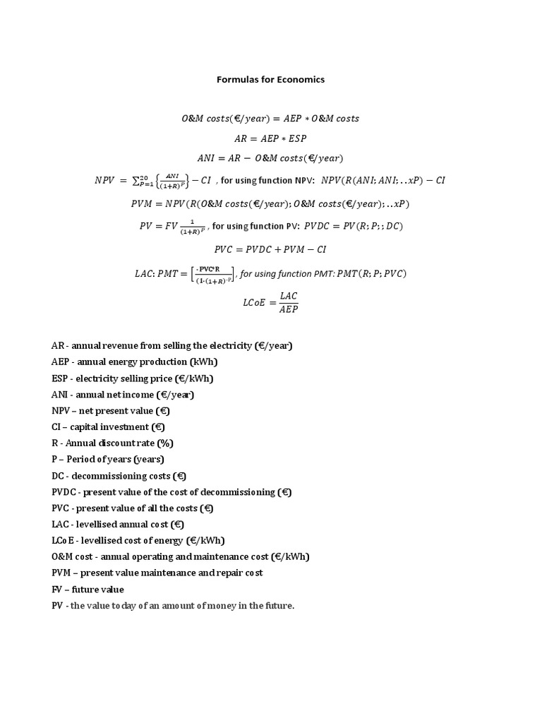 Formulas For Economics PDF | PDF | Teaching Methods & Materials ...