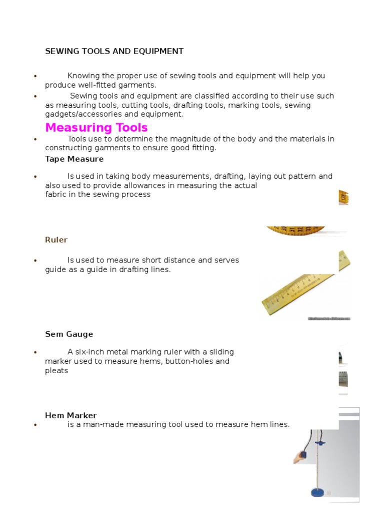 Essential Sewing Tools and Equipment Guide | PDF | Sewing | Scissors
