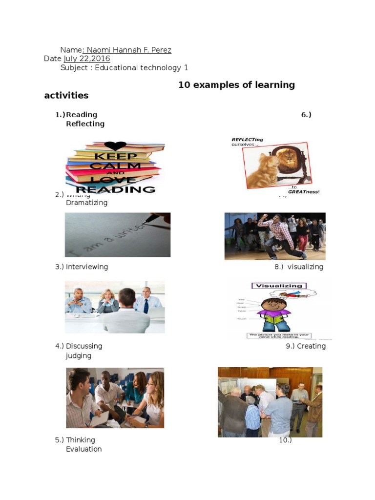 10 Examples Of Learning Activities PDF Educational Technology