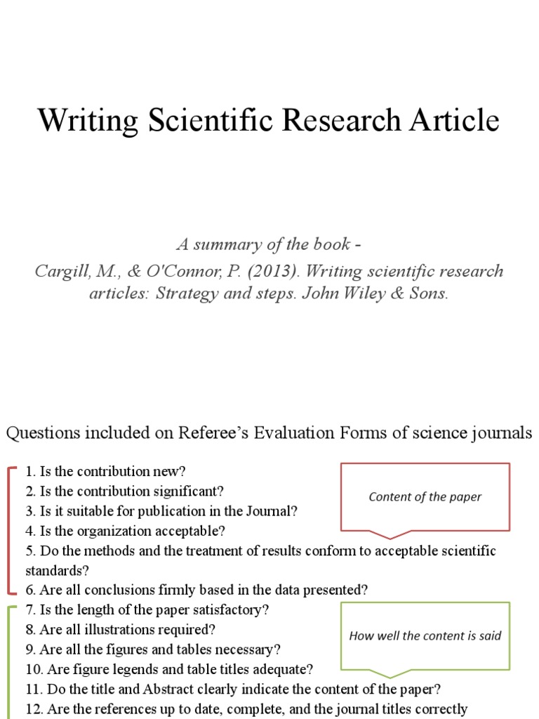 Writing Scientific Research Articles | PDF | Abstract (Summary) | Science