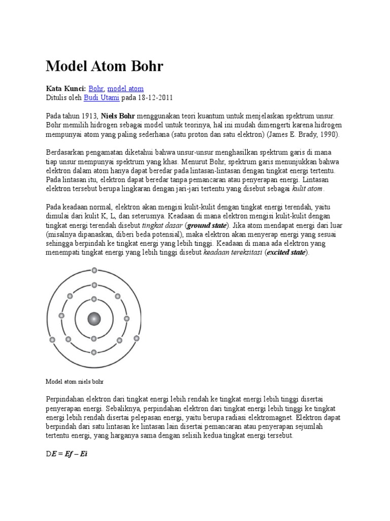 Model Atom Bohr | PDF