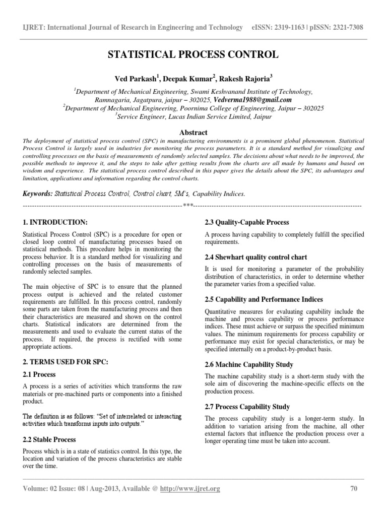 Statistical Process Control: Ved Parkash, Deepak Kumar, Rakesh Rajoria ...