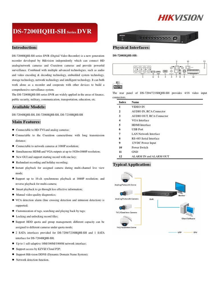 HIKVISION DVR Datasheet | PDF | Digital Video Recorder | Video