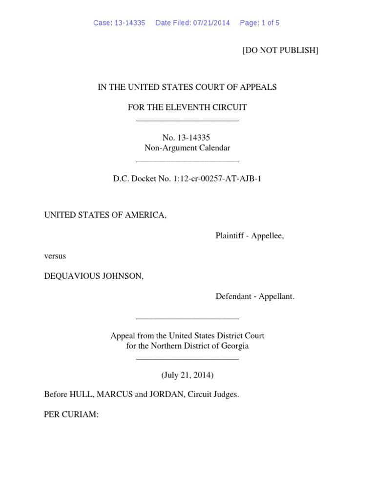 United States v. Dequavious Johnson, 11th Cir. (2014) | PDF | United ...