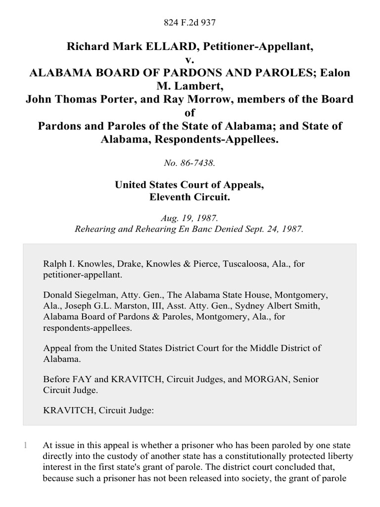 Richard Mark Ellard v. Alabama Board of Pardons and Paroles Ealon M ...