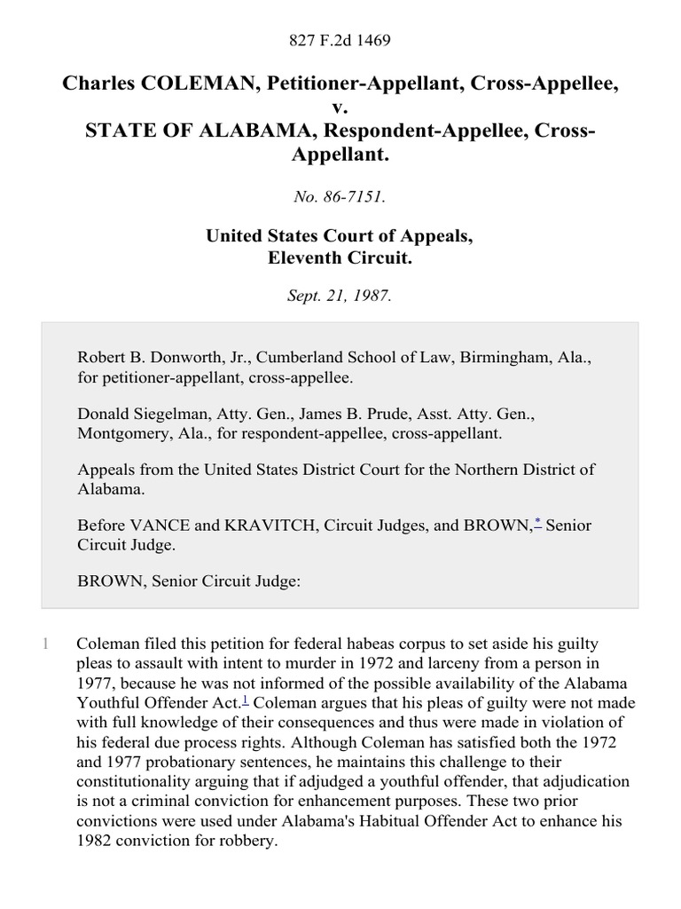 Charles Coleman, Cross-Appellee v. State of Alabama, Cross-Appellant ...