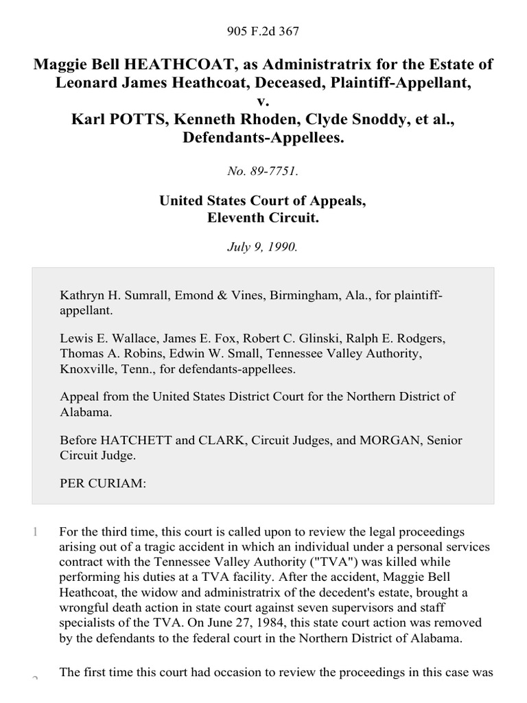 Maggie Bell Heathcoat, As Administratrix For The Estate of Leonard ...