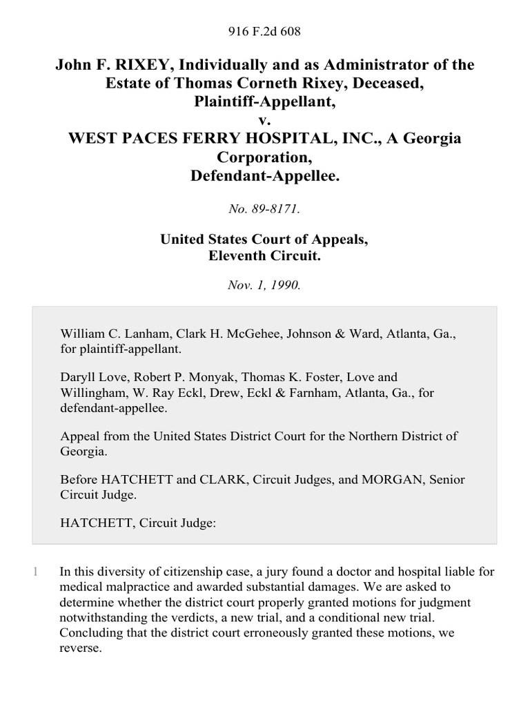 John F. Rixey, Individually and As Administrator of The Estate of ...