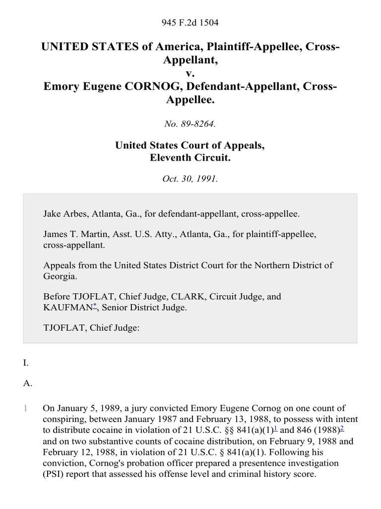 United States of America, Cross-Appellant v. Emory Eugene Cornog, Cross ...