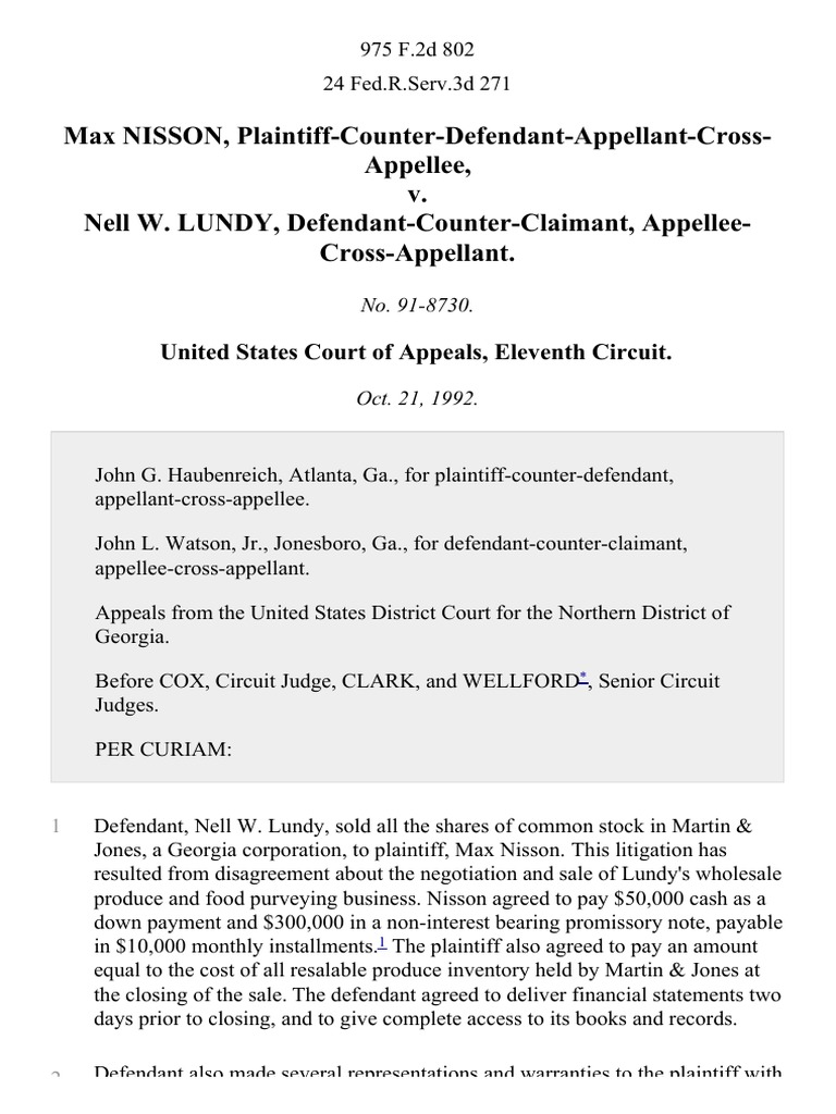 Max NISSON, Plaintiff-Counter-Defendant-Appellant-Cross-Appellee, v ...