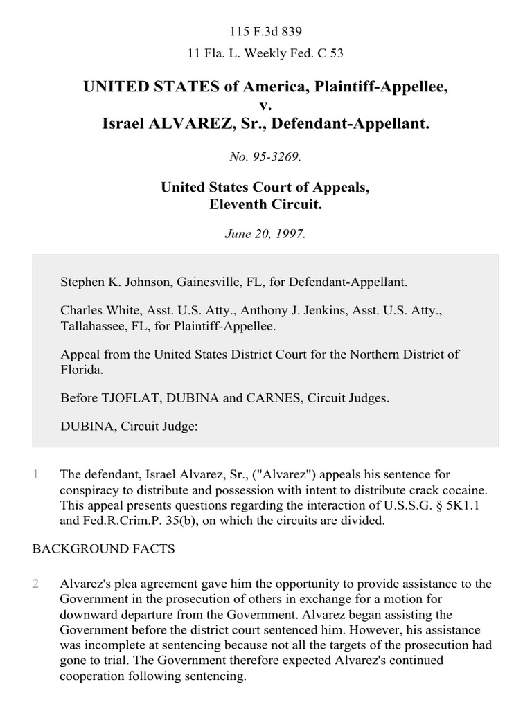United States v. Alvarez, 115 F.3d 839, 11th Cir. (1997) | PDF | United ...