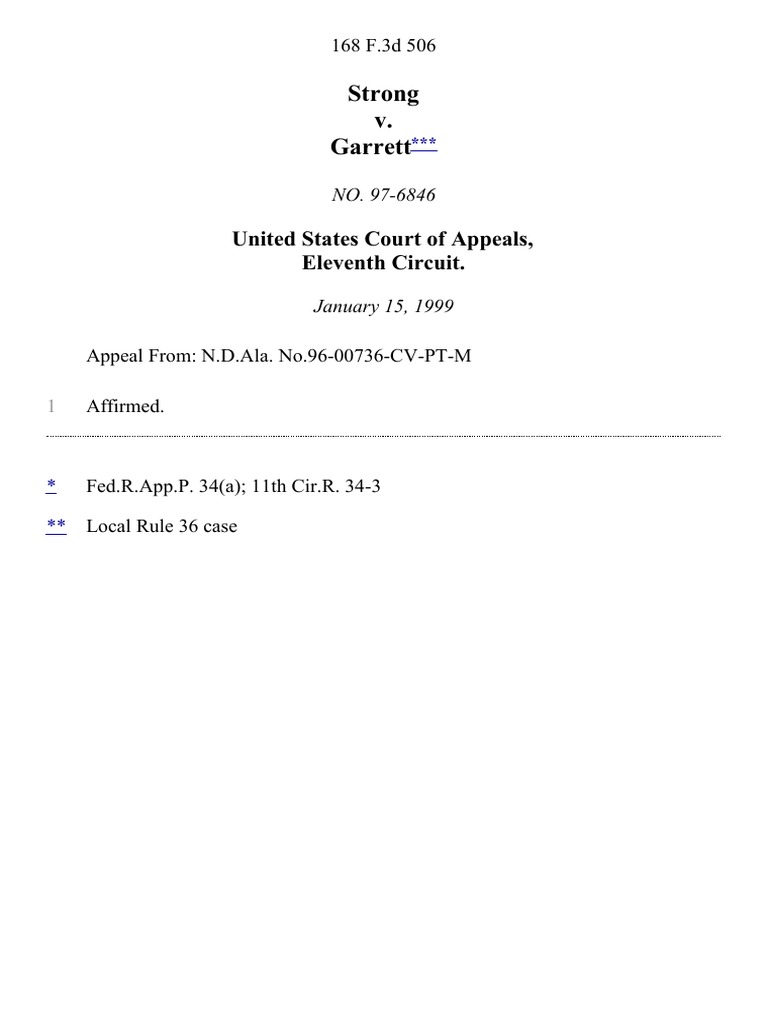 Strong v. Garrett: United States Court of Appeals, Eleventh Circuit | PDF