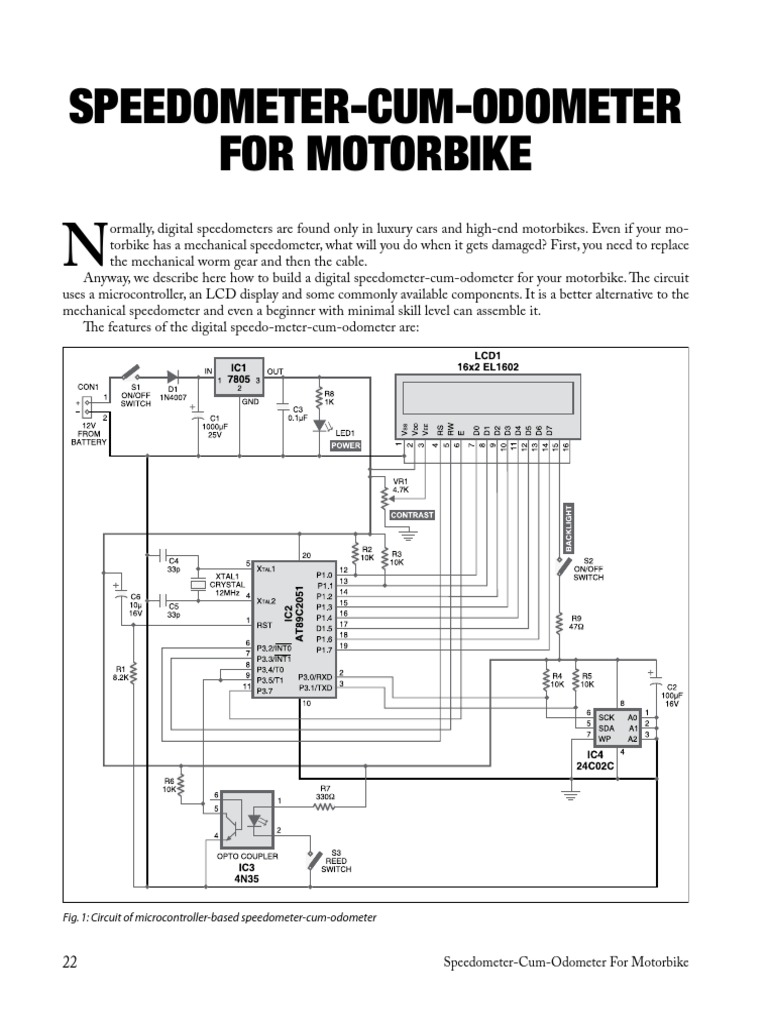 Speedometer-Cum-odometer For Motorbike | PDF | Microcontroller | Digital Electronics