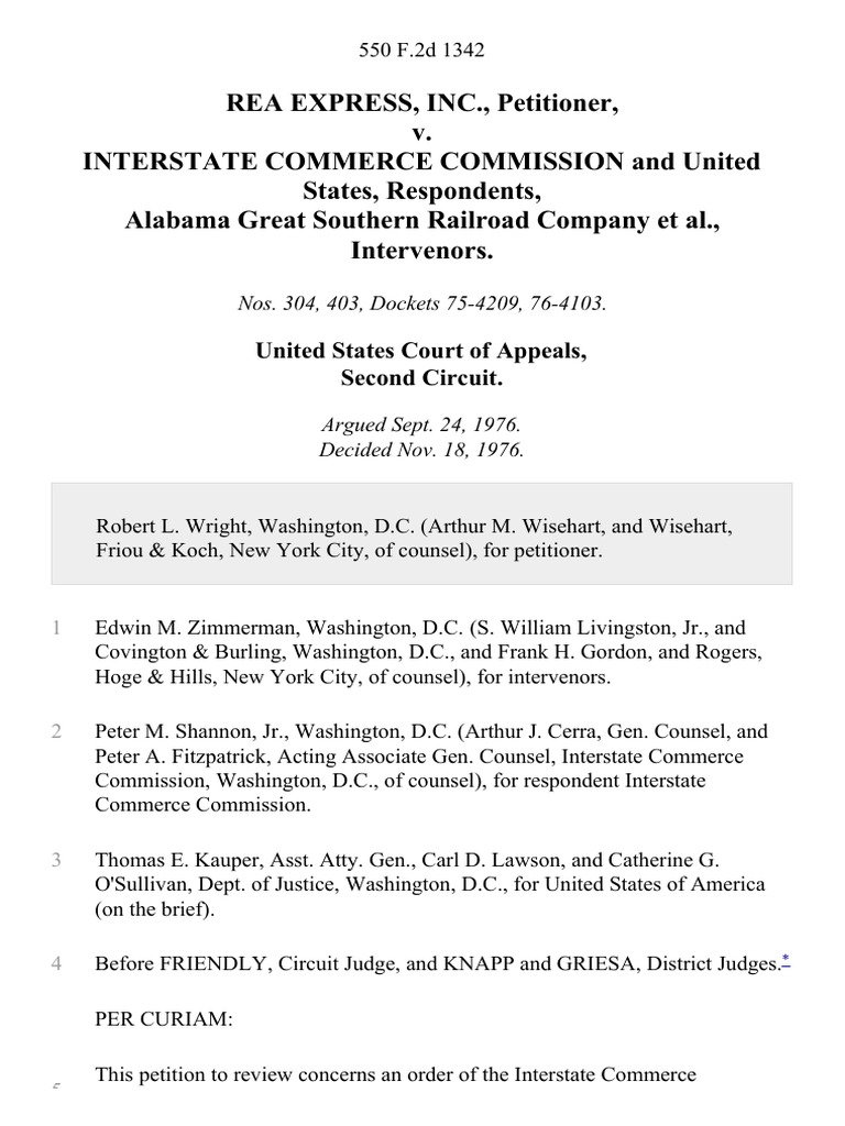 Rea Express, Inc. v. Interstate Commerce Commission and United States ...