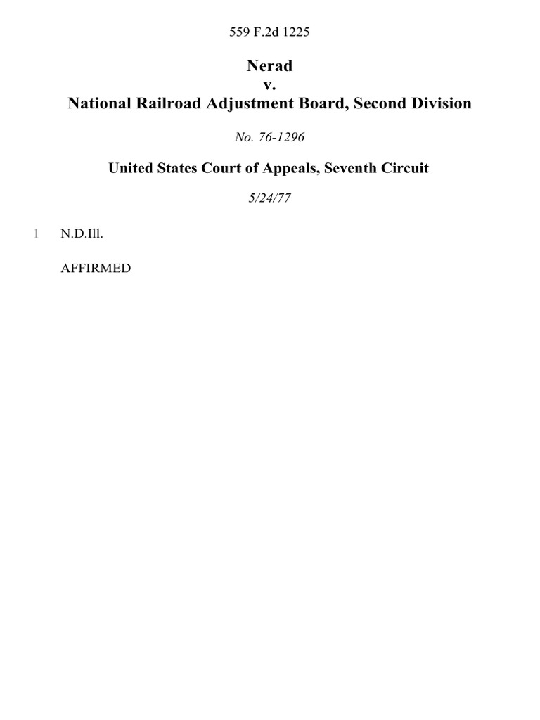 Nerad v. National Railroad Board Case Summary | PDF | Law