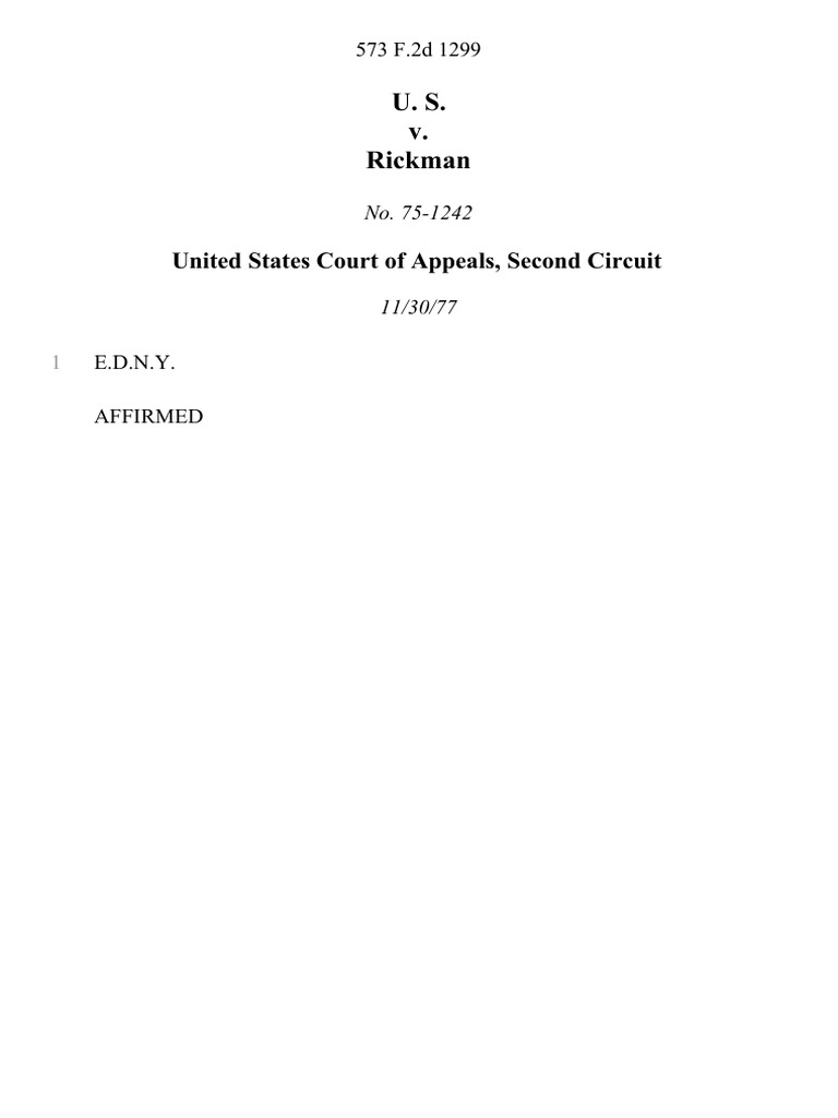 U.S. v. Rickman Case Summary | PDF