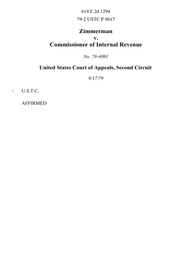 Zimmerman v. Commissioner of Internal Revenue, 614 F.2d 1294, 2d Cir ...