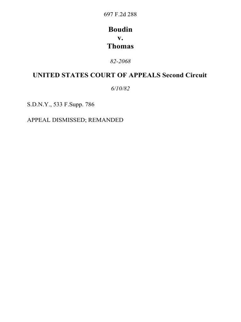 Boudin v. Thomas, 697 F.2d 288, 2d Cir. (1982) | PDF