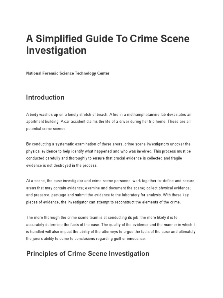 A Simplified Guide to Crime Scene Investigation | Crime Scene ...