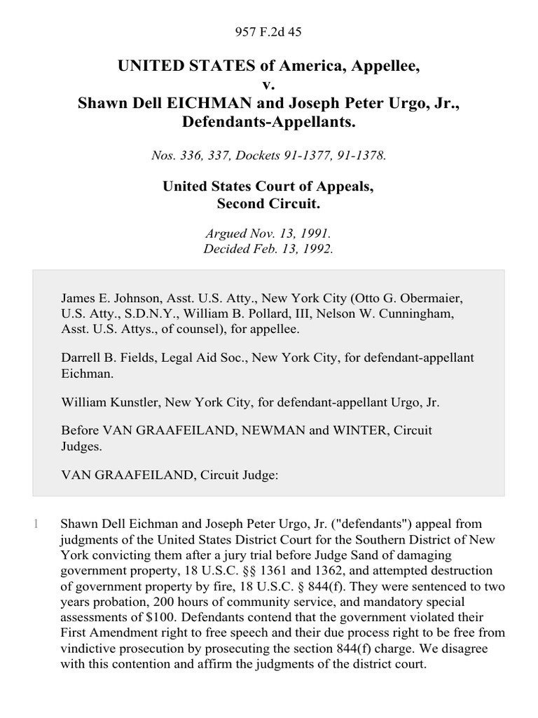 United States v. Shawn Dell Eichman and Joseph Peter Urgo, JR., 957 F ...