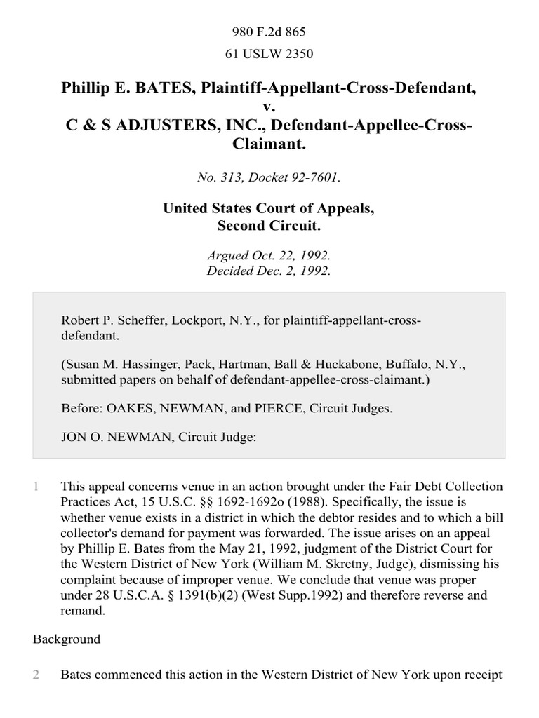 Phillip E. Bates, Plaintiff-Appellant-Cross-Defendant v. C & S ... Phillip E. Bates, Plaintiff-Appellant-Cross-Defendant v. C & S ...